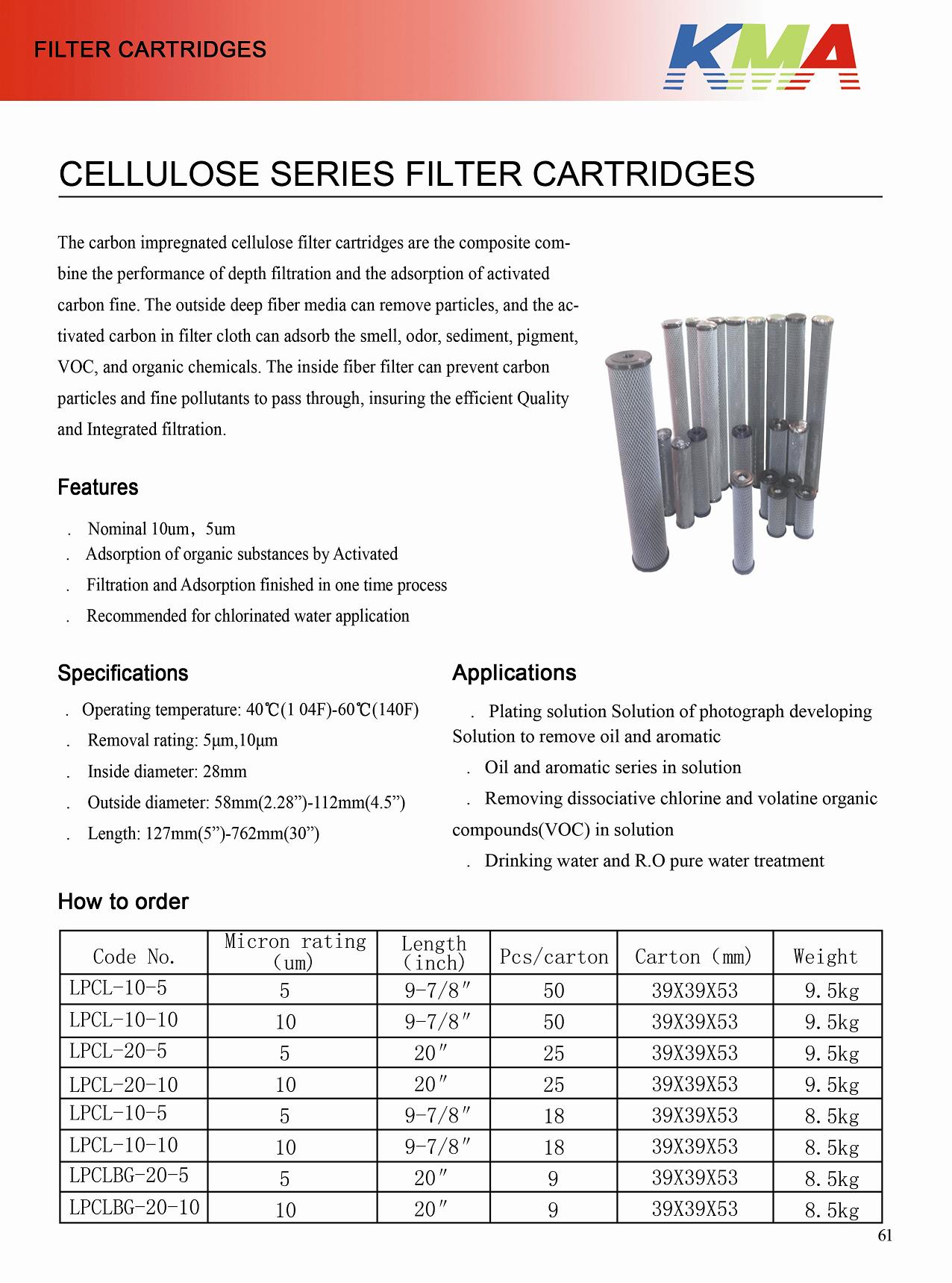 Cellulose Series Filter Cartridges – KMA Industries
